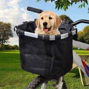 folding bicycle basket small pet cat dog carrier front bike handlebar basket bag