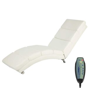 YOLENY Massage Chaise Lounge,Electric Recliner Heated Chair,Ergonomic Indoor Chair, Modern Long Lounger for Office or Living Room,PU&White…