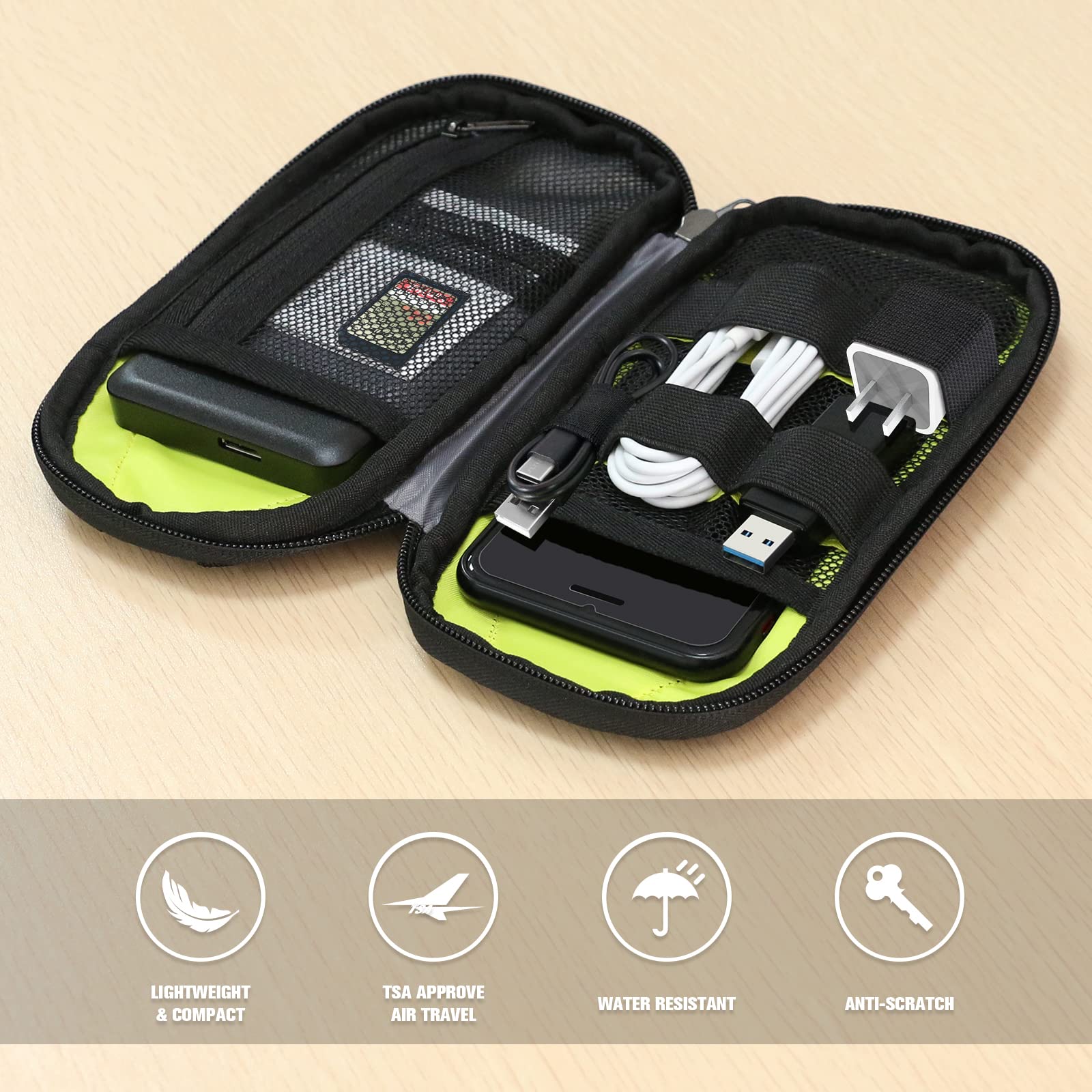 Twod Electronic Organizer Travel Universal Accessories Storage Bag Portable for Hard Drives, Cables, Memory Sticks, Charger, Phone, USB,SD Cards