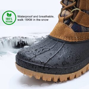 STQ Womens Insulated Winter Snow Boots Waterpoof Duck Boots Navy/Tan 9 M