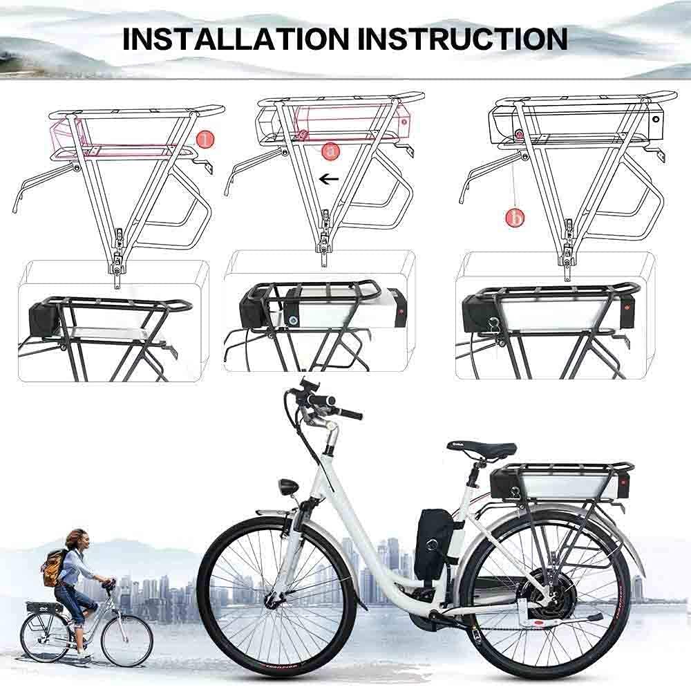 Unit Pack Power 48V 20Ah Rear Rack Ebike Battery - Lithium Battery for 1000W 750W 500W 350W Bafang Mid Drive and Voilamart AW and Other Motor (48V 20Ah 200-1000W)