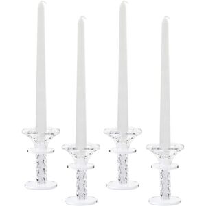 okuna outpost crystal candlestick holders, glass home decor (2.8 x 4.2 inches, 4 pack)