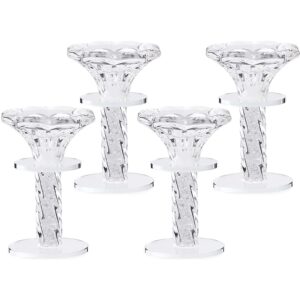 Okuna Outpost Crystal Candlestick Holders, Glass Home Decor (2.8 x 4.2 Inches, 4 Pack)