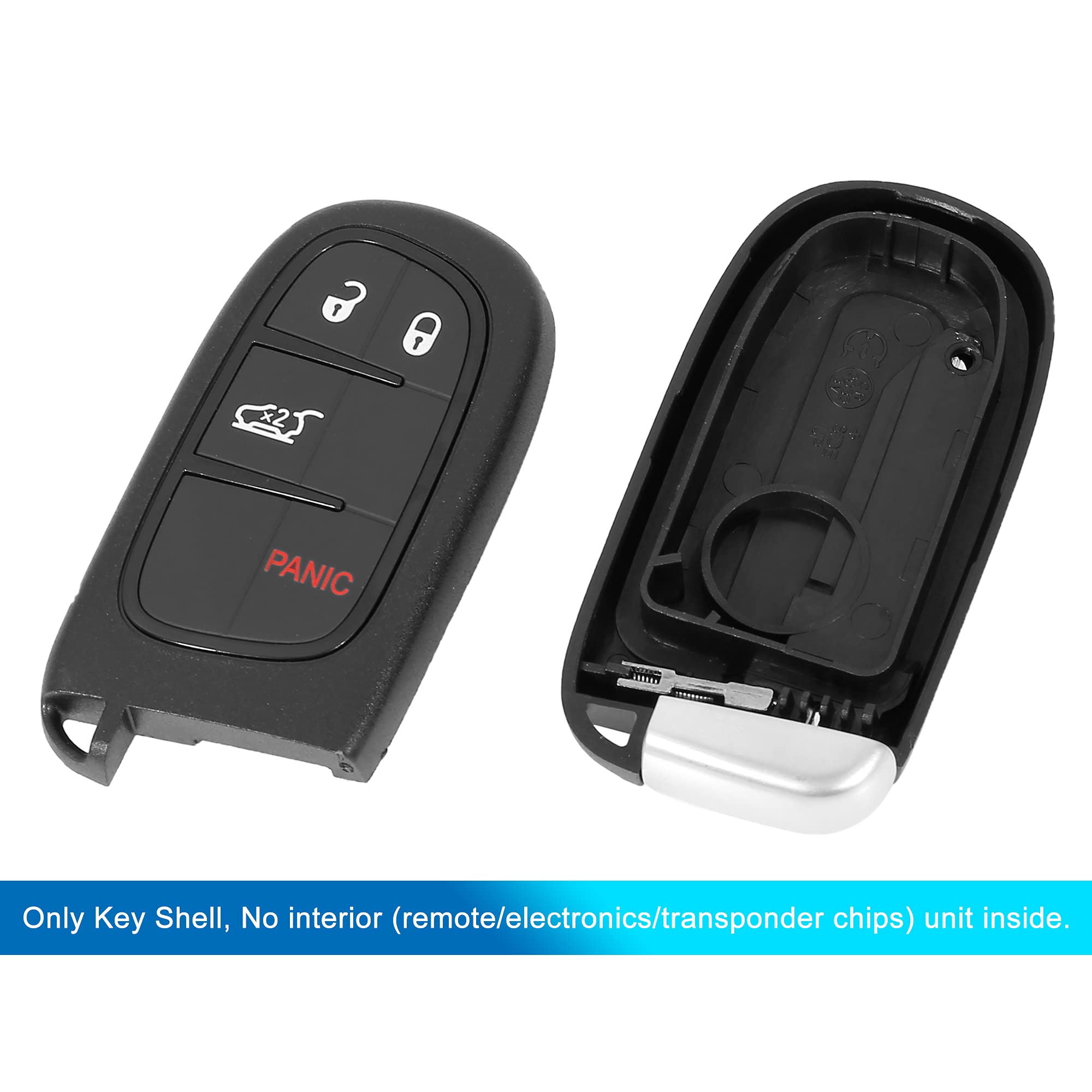 X AUTOHAUX Car Replacement Key Fob Shell Case 68159657AG for Jeep Cherokee 2015-2017 for Ram 1500 2500 3500 2013-2017 4 Key Button Black