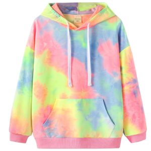 julerwoo toddler cotton tie dye sweatshirts girls' pink pullover sweatshirts hoodie(3t, pink tiedye)