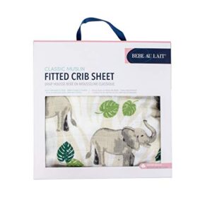 Bebe au Lait Classic Muslin Crib Sheet, 100% Cotton Muslin, Fits Standard Crib Mattress - Jungle