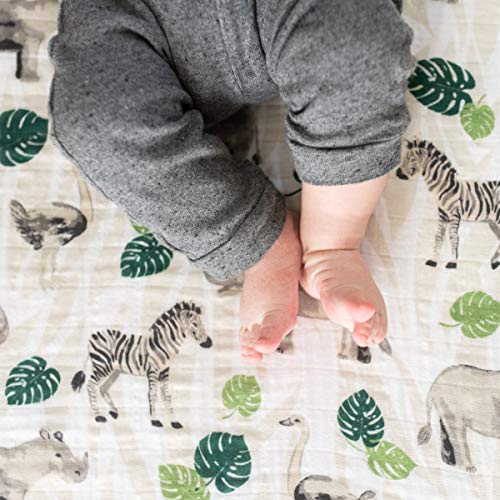 Bebe au Lait Classic Muslin Crib Sheet, 100% Cotton Muslin, Fits Standard Crib Mattress - Jungle