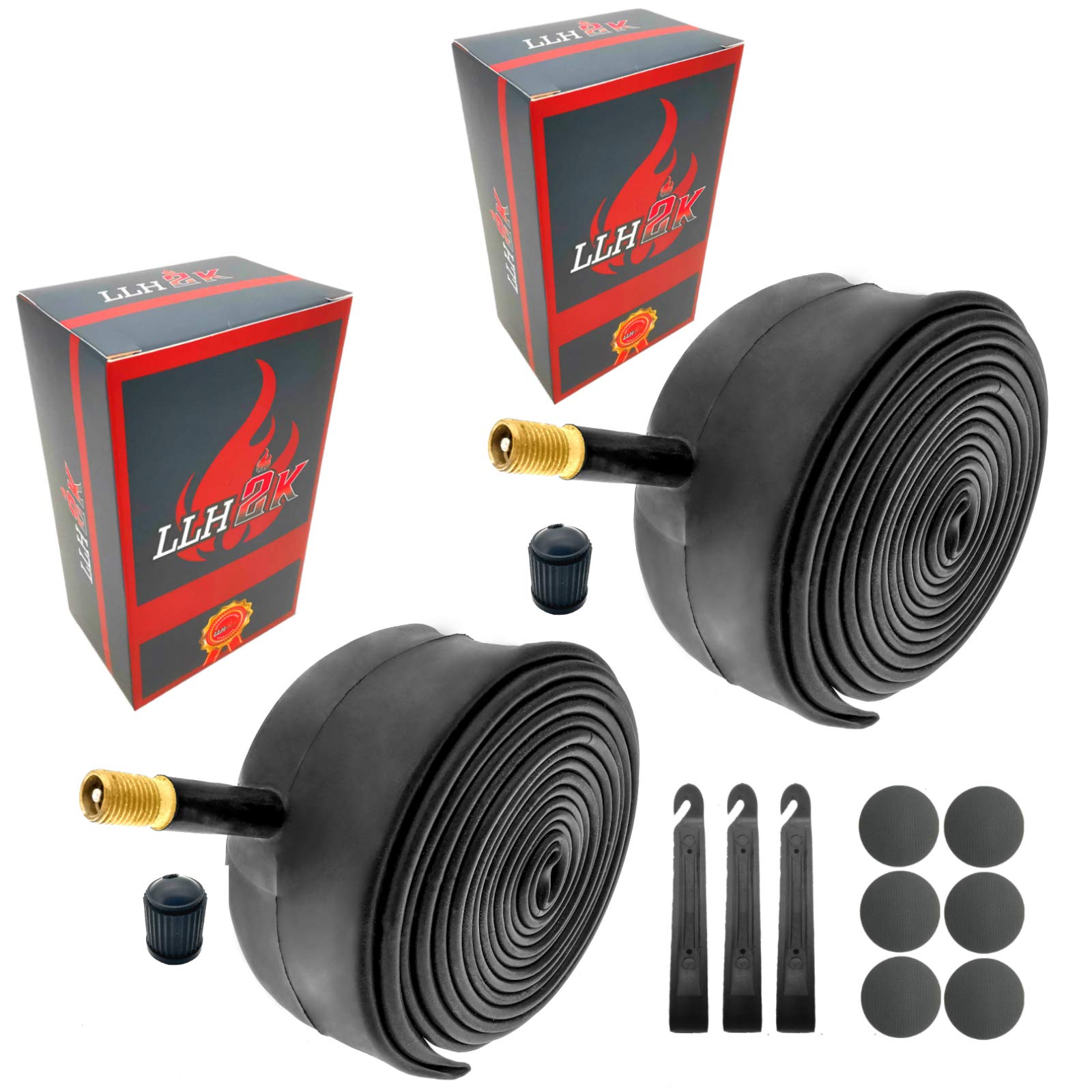 16 Inch Bike Tube 2 Pack 16 x 1.95 Bike Tube/1.5/1.75/2.125/2.3 with 3 Levers, 6 Round Patches - Compatible with Most 16" Tube Bike - Premium Long Lasting Butyl Rubber.