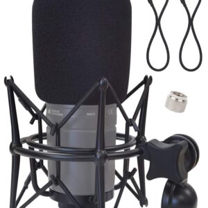 Boseen Microphone Shock Mount with Foam Windscreen Compatible with AT2020 AT2020USB+ AT2020USBi, Spider Shockmount Holder with Mic Cover Pop Filter and Screw Adapter Eliminates Vibration Noise