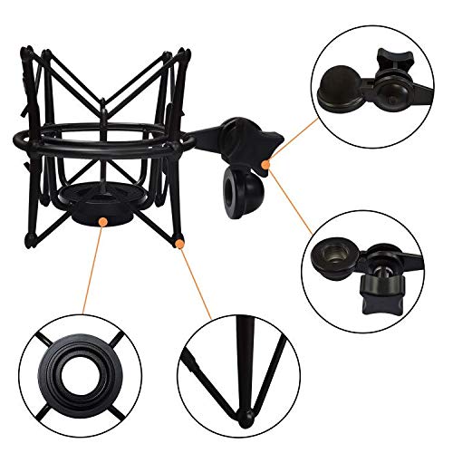 Boseen Microphone Shock Mount with Foam Windscreen Compatible with AT2020 AT2020USB+ AT2020USBi, Spider Shockmount Holder with Mic Cover Pop Filter and Screw Adapter Eliminates Vibration Noise