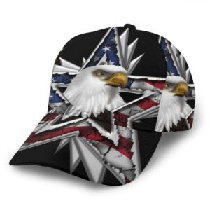 american flag bald eagle star dad hat classic baseball cap panel cap black