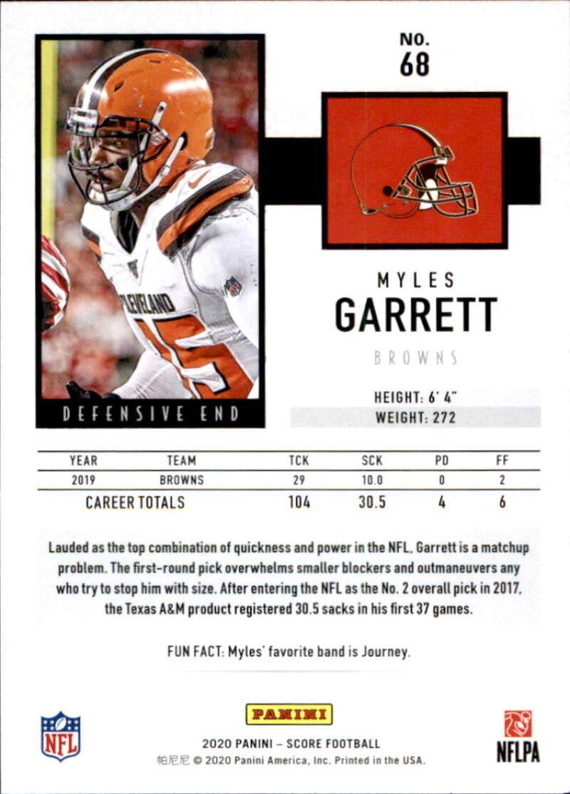 2020 Score #68 Myles Garrett Cleveland Browns Football Card