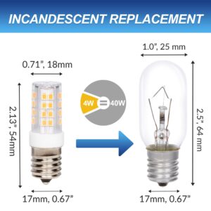 Simba Lighting LED E17 Microwave Appliance Light Bulb (2 Pack) 4W T8 40W Incandescent Replacement for Under Hood, Stove Top, Range, 120V, Intermediate Screw Base, Non-Dimmable, 3000K Soft White