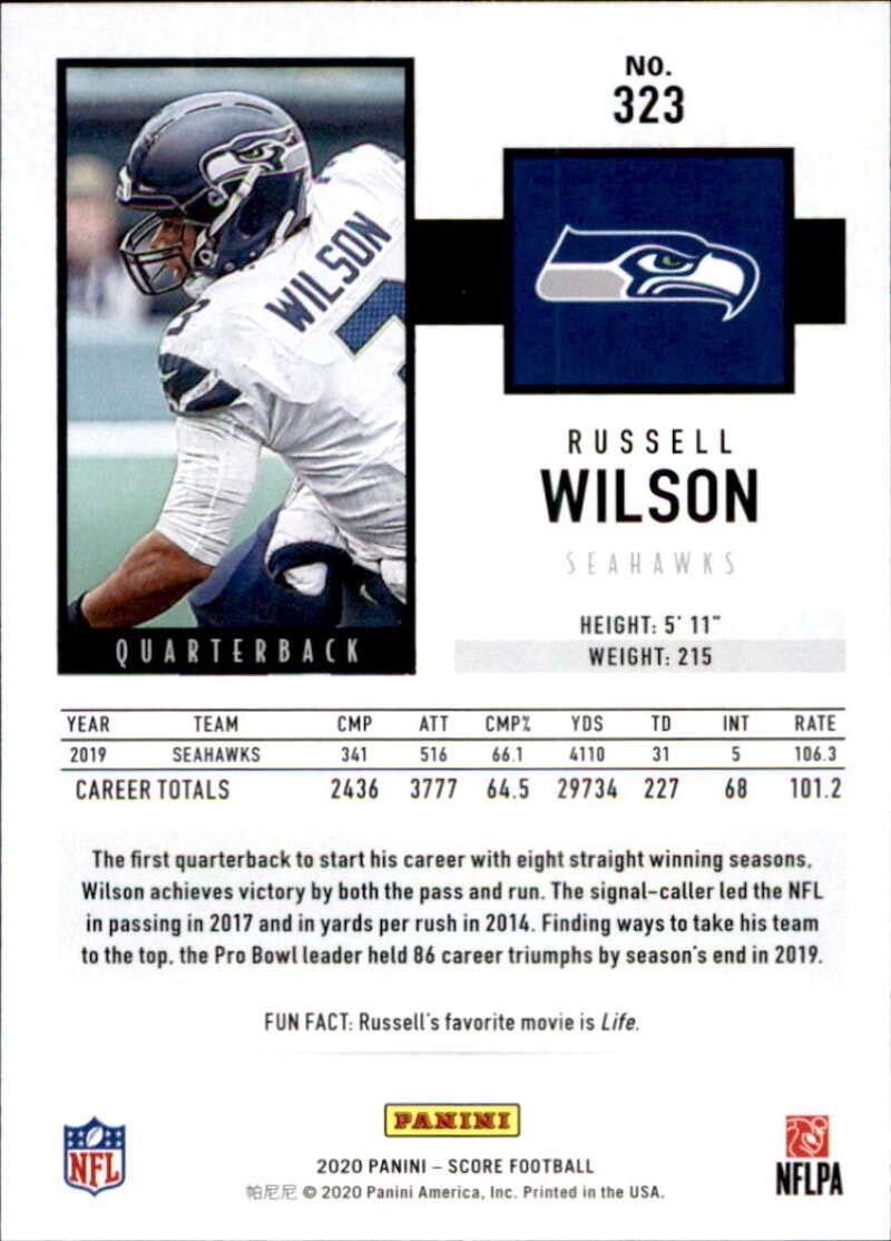 2020 Score #323 Russell Wilson Seattle Seahawks Football Card