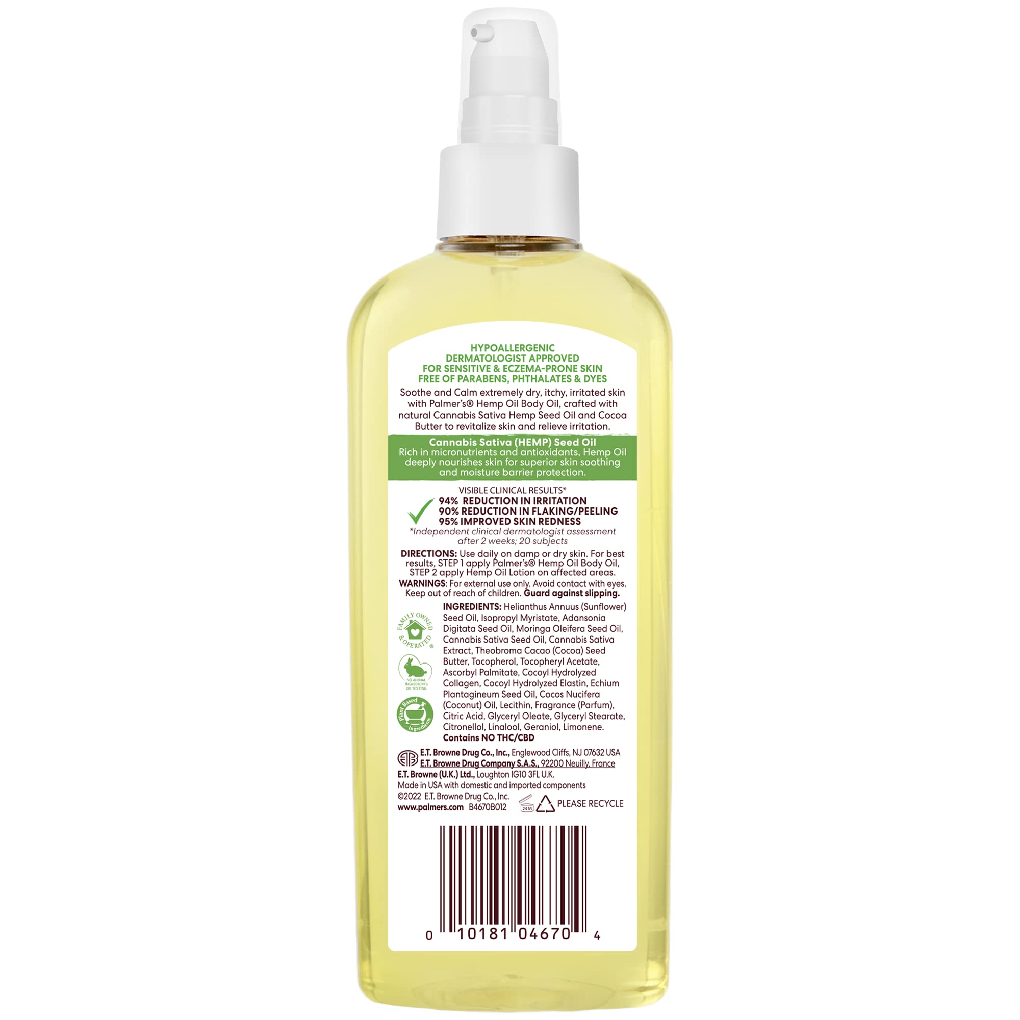 Palmer's Cocoa Butter Formula Hemp Oil Calming Relief Body Oil, 5.1 Ounces