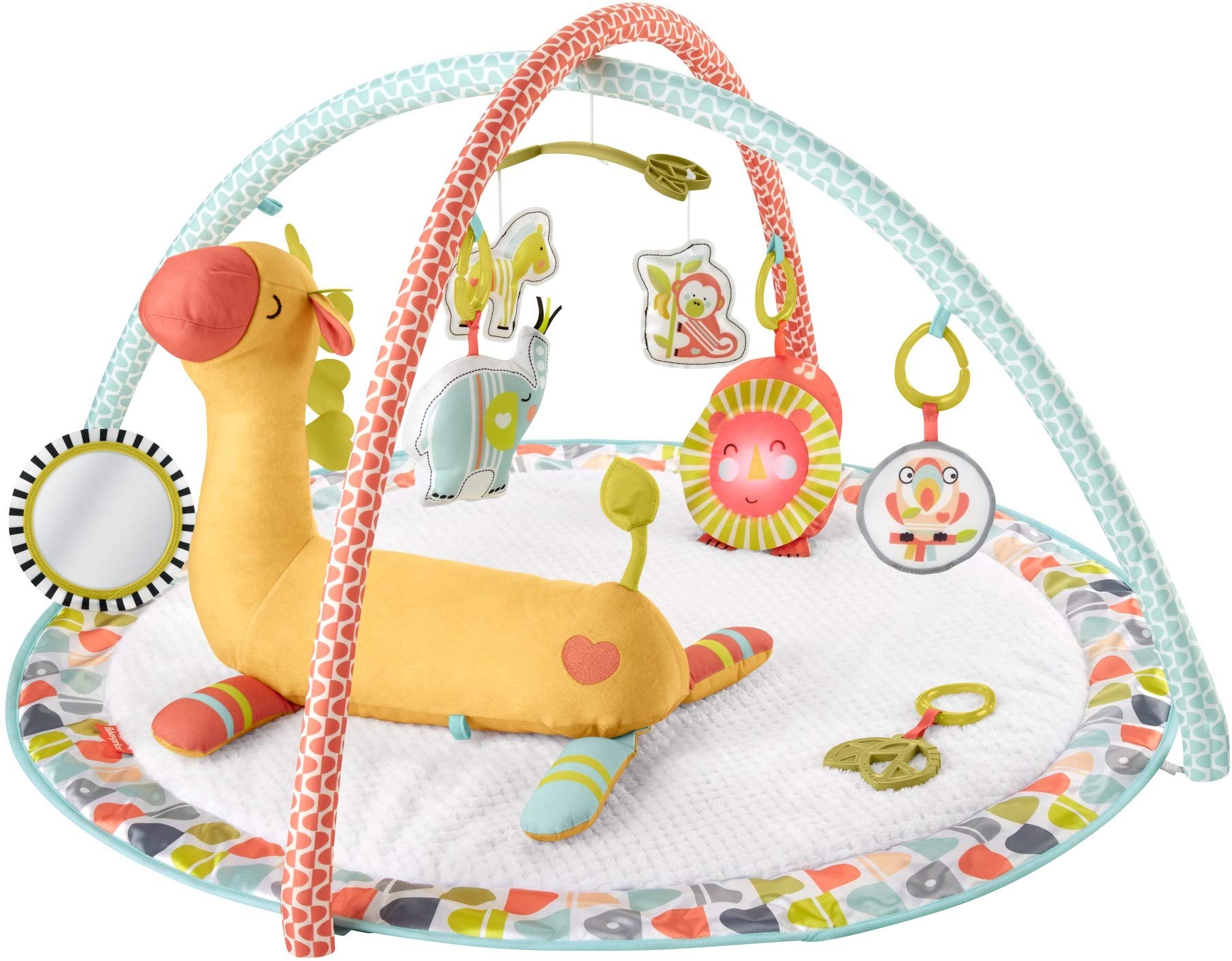 Fisher-Price Go Wild Gym & Giraffe Wedge, infant activity gym with large playmat, musical -toy and tummy time support wedge for babies [Amazon Exclusive]