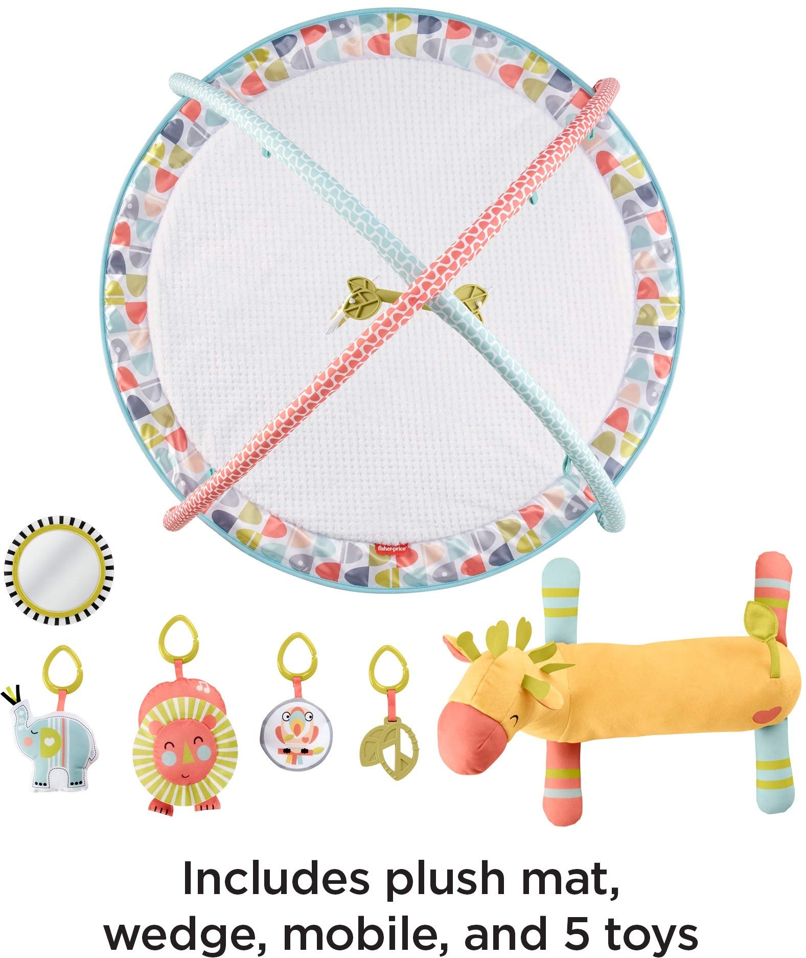 Fisher-Price Go Wild Gym & Giraffe Wedge, infant activity gym with large playmat, musical -toy and tummy time support wedge for babies [Amazon Exclusive]