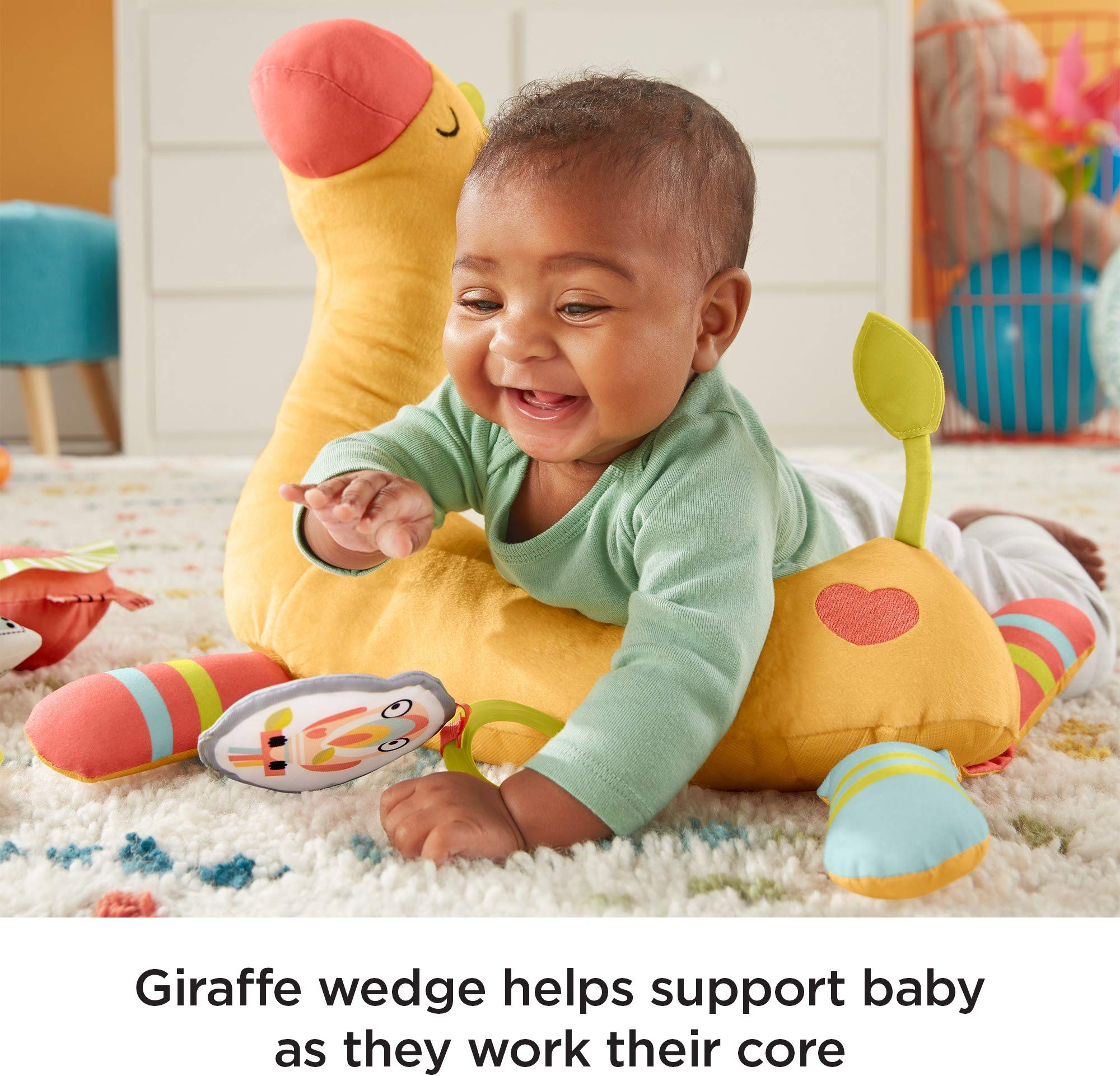 Fisher-Price Go Wild Gym & Giraffe Wedge, infant activity gym with large playmat, musical -toy and tummy time support wedge for babies [Amazon Exclusive]