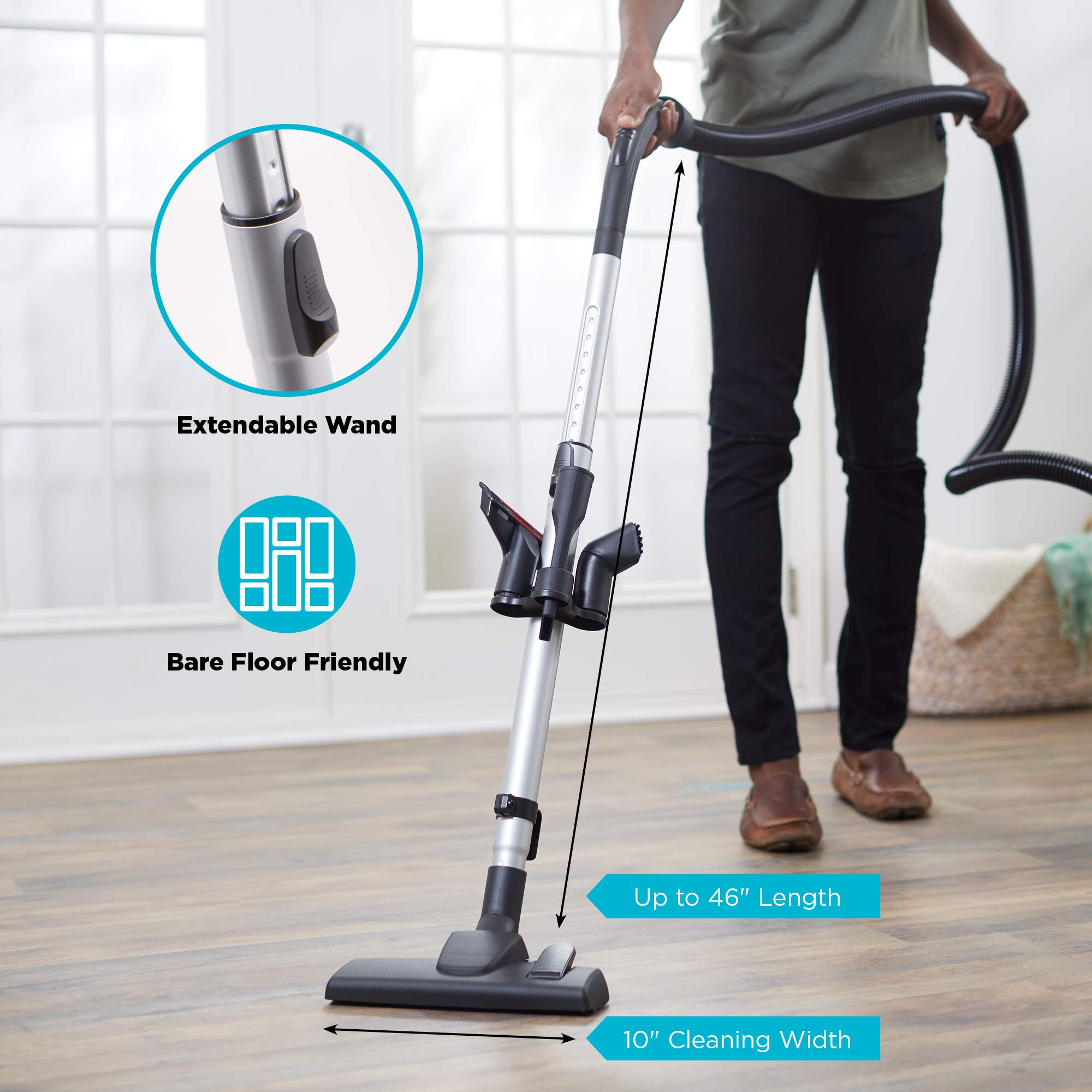 Simplicity Vacuums Jill Canister Vacuum Cleaner, Hardwood Floor Vacuum with Dual-Certified HEPA Vacuum Filter and Bag, Small and Compact Stair Vacuum, Jill.12