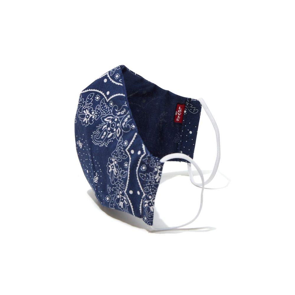 Levi's Re-Usable Bandana Print Reversible Face Mask (Pack of 3), Small, Dress Blues/Caviar/Poppy Red