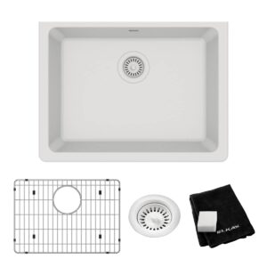 elkay quartz classic elgu2522wh0c 24-5/8" x 18-1/2" x 9-1/2", single bowl undermount sink kit, white