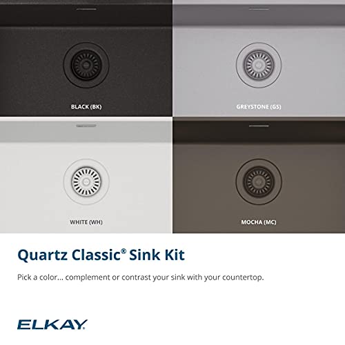 Elkay Quartz Classic ELGU2522WH0C 24-5/8" x 18-1/2" x 9-1/2", Single Bowl Undermount Sink Kit, White