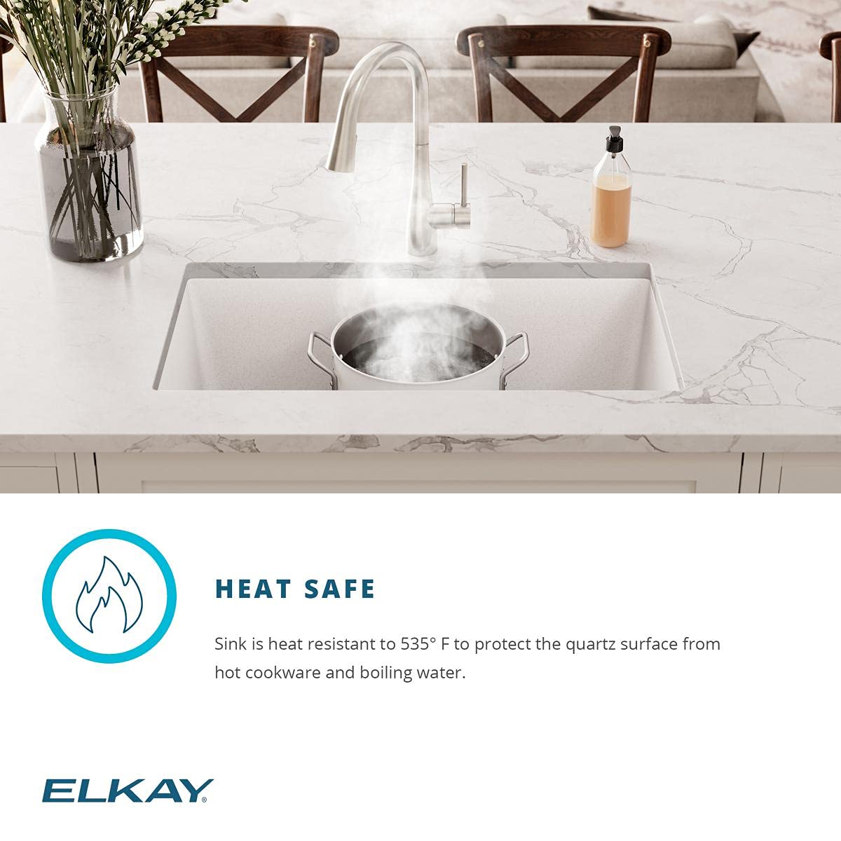 Elkay Quartz Classic ELGU2522WH0C 24-5/8" x 18-1/2" x 9-1/2", Single Bowl Undermount Sink Kit, White