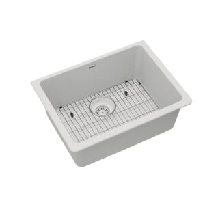 Elkay Quartz Classic ELGU2522WH0C 24-5/8" x 18-1/2" x 9-1/2", Single Bowl Undermount Sink Kit, White