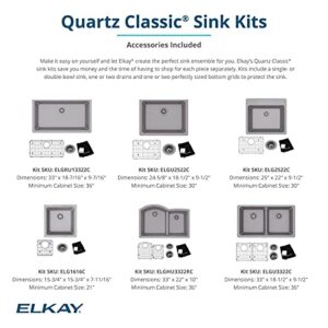 Elkay Quartz Classic ELGHU3322RGS0C 33" x 22" x 10", Offset 60/40 Double Bowl Undermount Sink Kit with Aqua Divide, Greystone