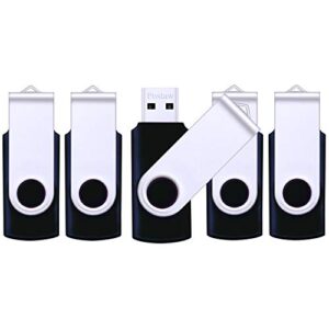 8gb usb flash drive 5 pack, pnstaw usb 2.0 memory sticks thumb drives pen drives jump drive with 5 lanyards for data storage, file sharing, black (8gb, black)