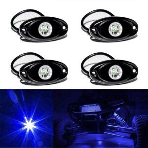 yoneda led rock lights 4pods waterproof led neon underglow light for car truck atv utv suv offroad boat underbody glow trail rig lamp (blue)