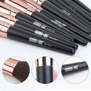 Makeup Brushes, 18 Pcs Professional Premium Synthetic Makeup Brush Set with Case, Foundation Kabuki Eye Travel Make up Brushes sets (Black Gold)