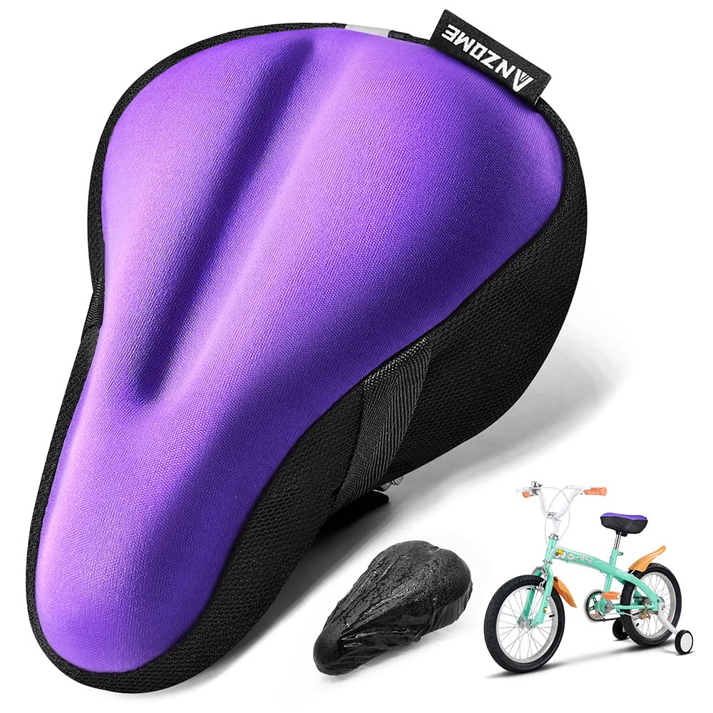 ANZOME Kids Gel Bike Seat Cushion Cover, 9"x6" Memory Foam Child Bike Seat Cover Extra Soft Small Bicycle Saddle Pad, Kids Bicycle Seat Cover with Water&Dust Resistant Cover