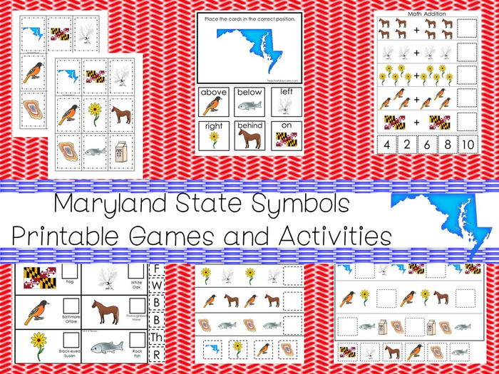 30 Printable Maryland State Symbols themed Games and Activities