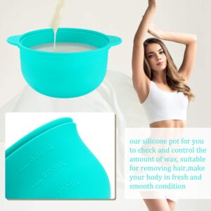 2 Pieces Wax Warmer Replacement Pot Removable Silicone Pot Hair Removal Waxing Bowl for Hair Remover Machine Home Waxing Amlessory, 500 ml,14 oz (Green)