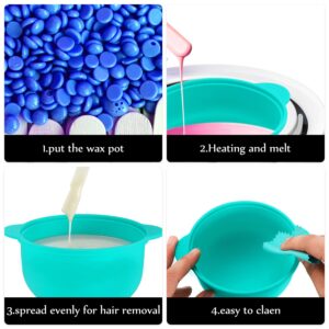 2 Pieces Wax Warmer Replacement Pot Removable Silicone Pot Hair Removal Waxing Bowl for Hair Remover Machine Home Waxing Amlessory, 500 ml,14 oz (Green)