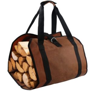 firewood carrier log bag waxed canvas log tote bag for indoor fireplace log holders with handle large fire wood carriers for outdoor fire pit fireplace wood stove accessories log bag