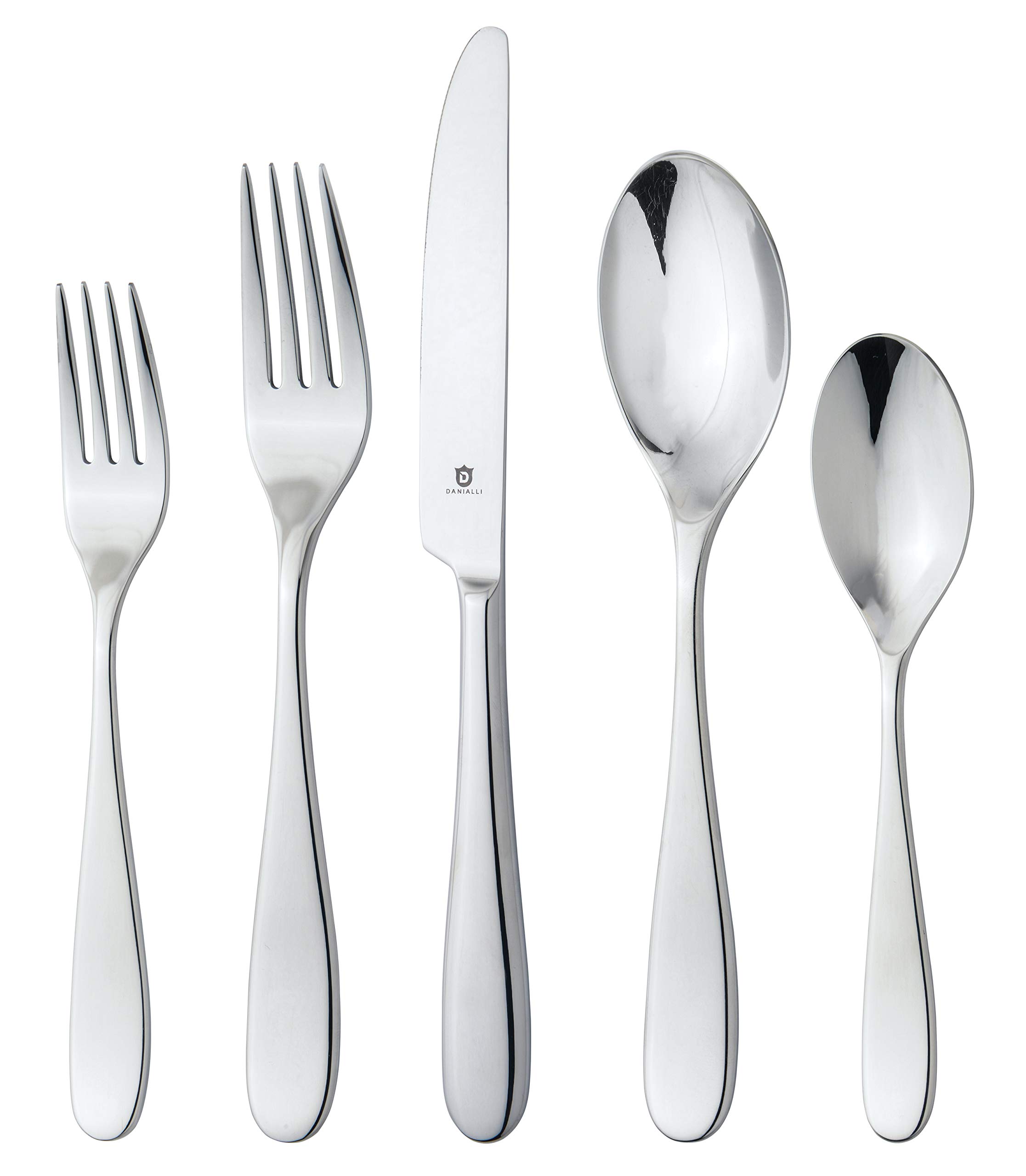 DANIALLI Modern Fidenza Silverware Set - 18/10 Stainless Steel Flatware Set for Elegant Dining - Dishwasher Safe Cutlery Set (40-Piece)