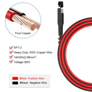 ELECTOP SAE to SAE Extension Cable 15Feet Quick Connect Disconnect SAE Power Connector Cable Wire Harness 14AWG with Dust Cap for Automotive RV Motorcycle Solar Panel SAE Plug Battery Charging Cable