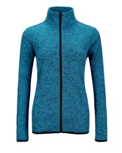 dolcevida womens fleece jacket long sleeve sweater fleece zip up speckled jacket with pockets (blue steel mix, m)