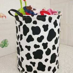 KUNRO Toy Bin Waterproof storage organizer for Nursery Hamper Home decor Closet Kids Bedroom Laundry Baby Gift Shelf Baskets (Rould Cow pattern)