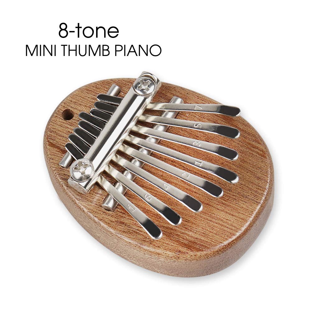 Mr.Power Cute Kalimba Marimba Portable Finger Thumb Piano for Beginners (8 Keys, Natural Wood)