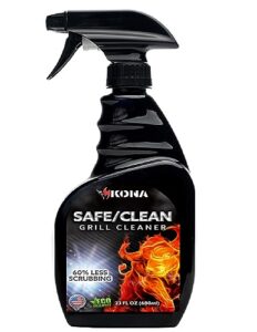 kona safe/clean grill cleaner spray - now 40% more cleaning power, heavy duty no-drip gel, eco-friendly, food safe, bbq grate degreaser, biodegradable, made in michigan usa - 23oz