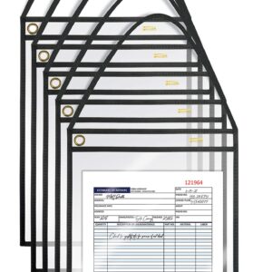 Better Office Products Shop Ticket Holders with Hanging Strap, 9 x 12 Inches, Both Sides Clear, Stitched Black Heavy Duty Canvas Edge Trim, 15 Pack