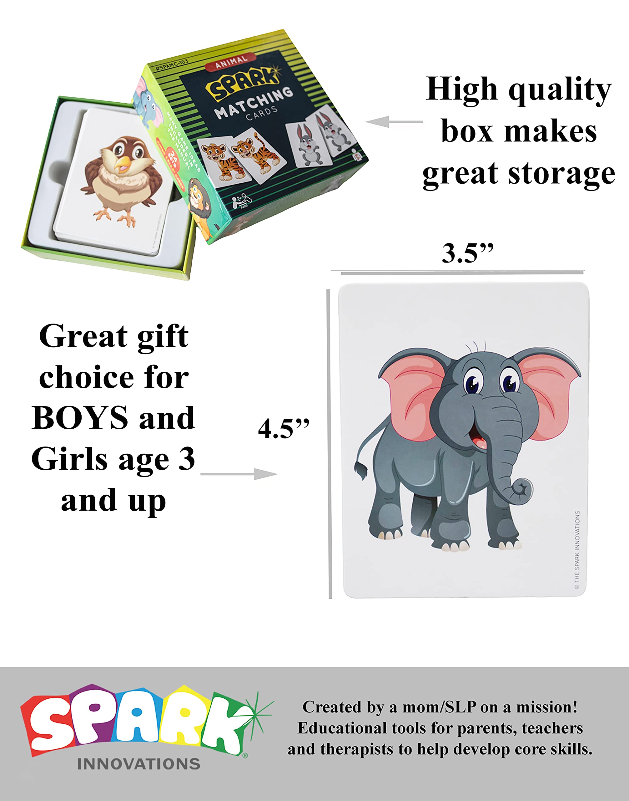 SPARK INNOVATIONS Animal Matching Cards, Kids Game, Memory Game with Animal Picture Cards, Toddler Games, Matching Game, Preschool Games