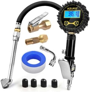 bike tire inflator with pressure gauge - schrader air compressor tool