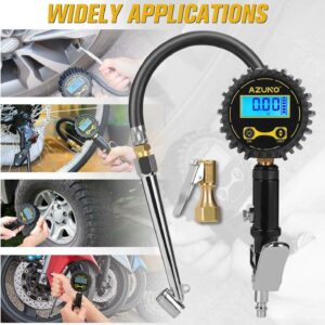 Bike Tire Inflator with Pressure Gauge - Schrader Air Compressor Tool