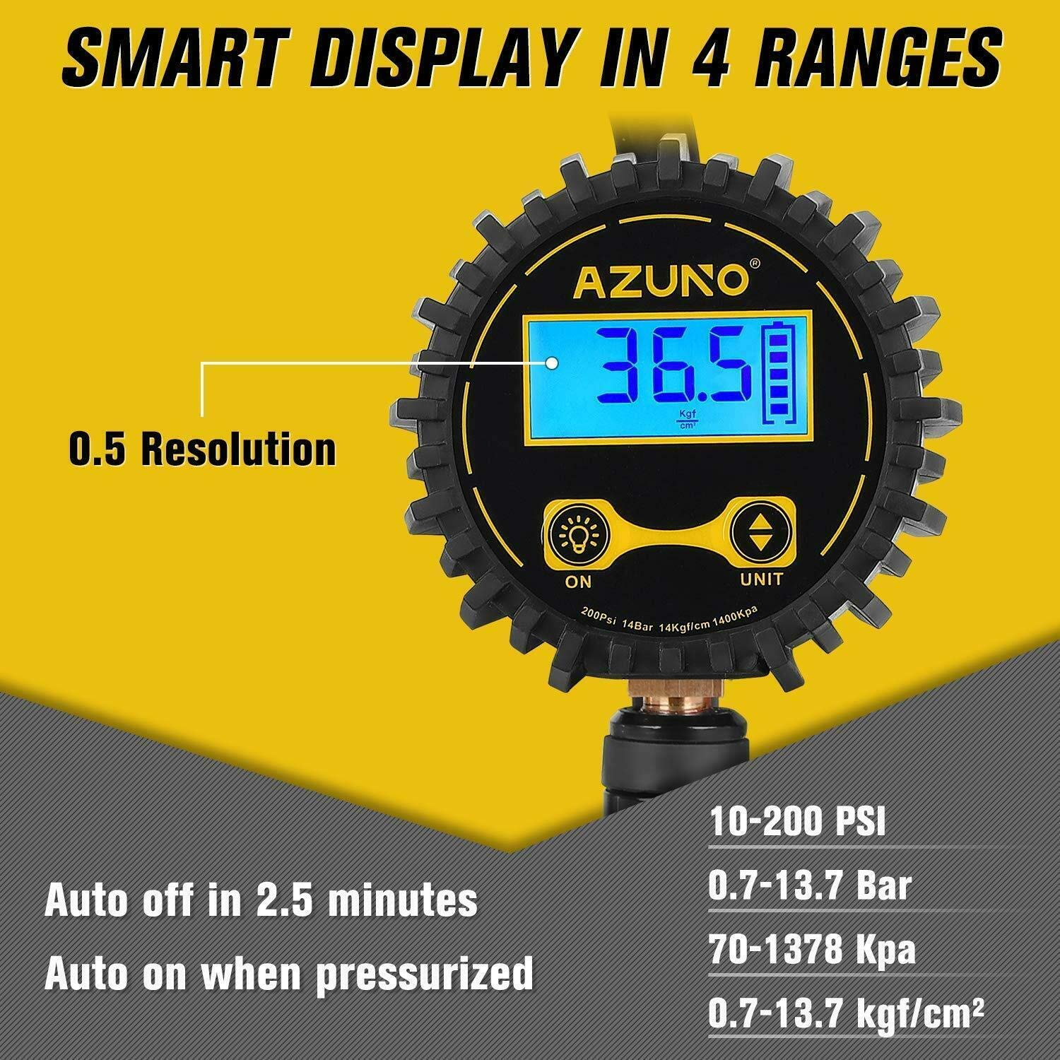 Bike Tire Inflator with Pressure Gauge - Schrader Air Compressor Tool