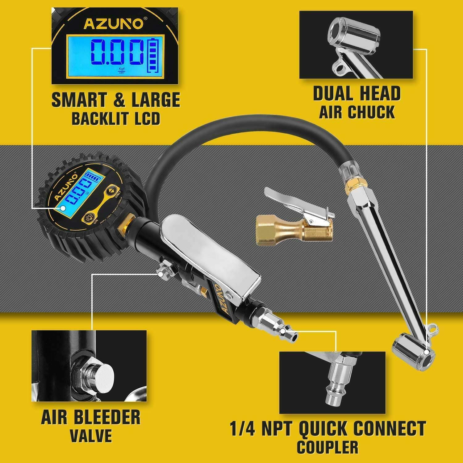 Bike Tire Inflator with Pressure Gauge - Schrader Air Compressor Tool