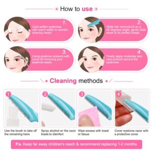 12 Pcs Eyebrow Razor, Face Razors for Women, Exfoliating Eyebrow Trimmers, Eyebrow Grooming Shaper for Women Face, Peach Fuzz, Hair Removal, Facial Razors for Women Face Dermaplane Glow Razor